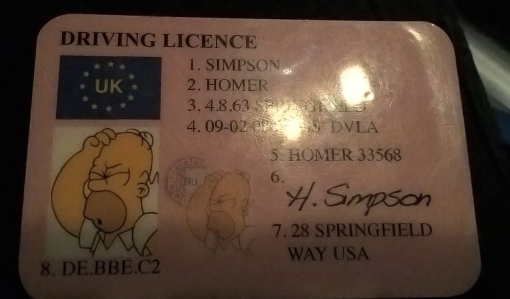 Guy Pulled Over By Police Produces Homer Simpson's Driving Licence