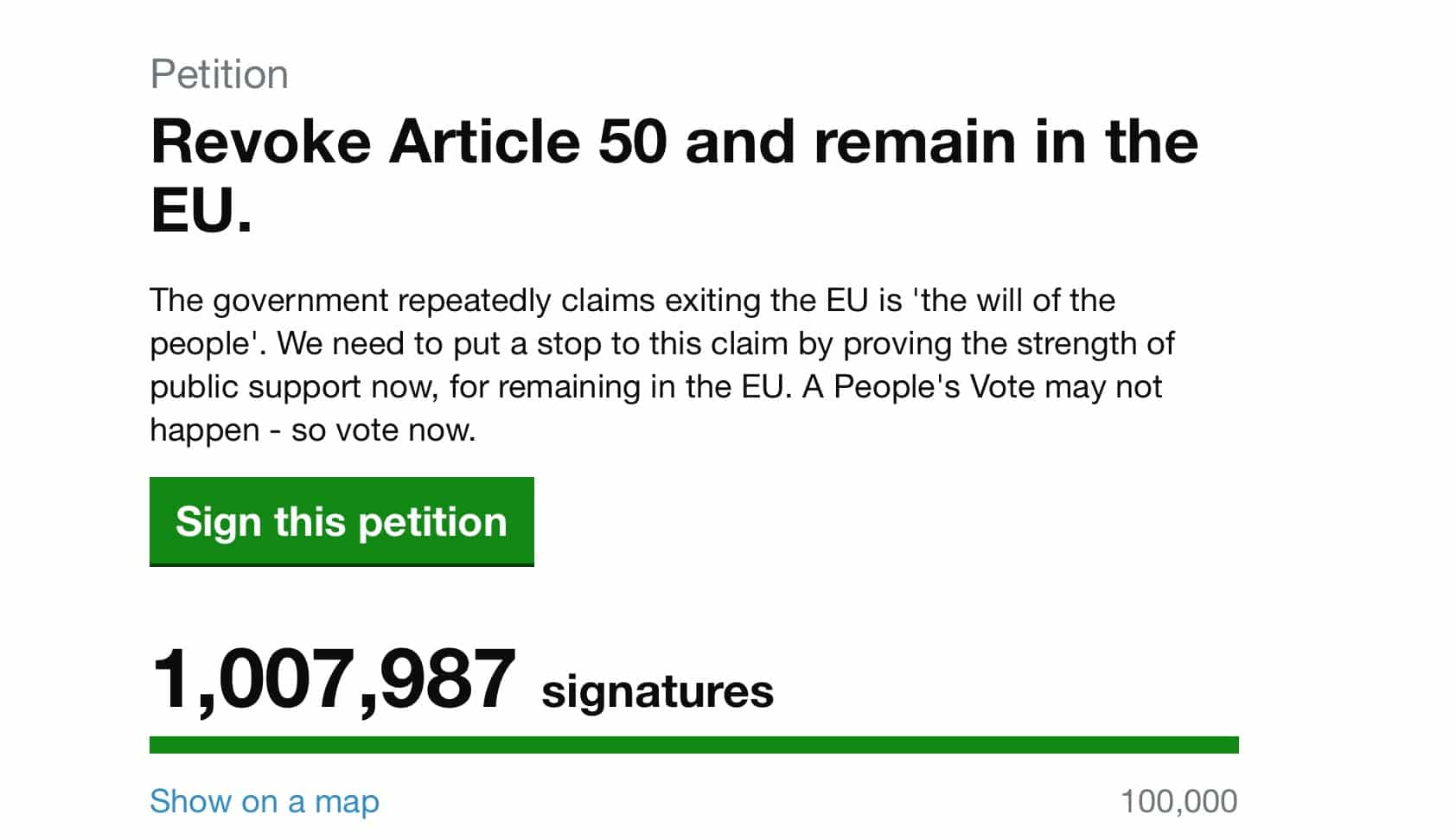 The Revoke Article 50 Petition Has Reached A Million Signatures In ... The Revoke Article 50 Petition Has Reached A Million Signatures In ...