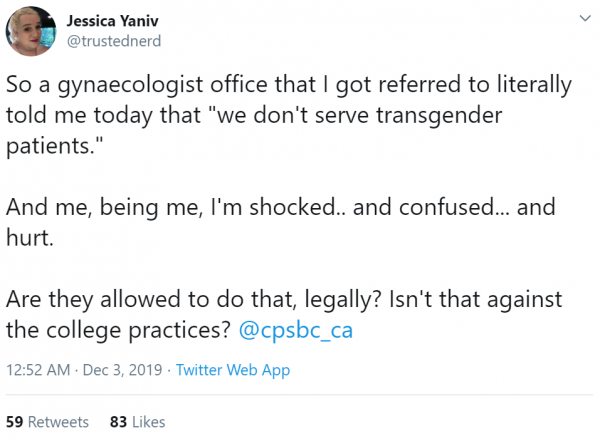 Jessica Yaniv Is Now Complaining That A Gynaecologist Refused To See Her