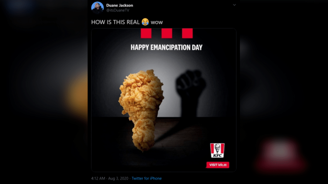 Kfc Apologises For Comparing Chicken Drumstick To Black Fist In New Emancipation Day Advert