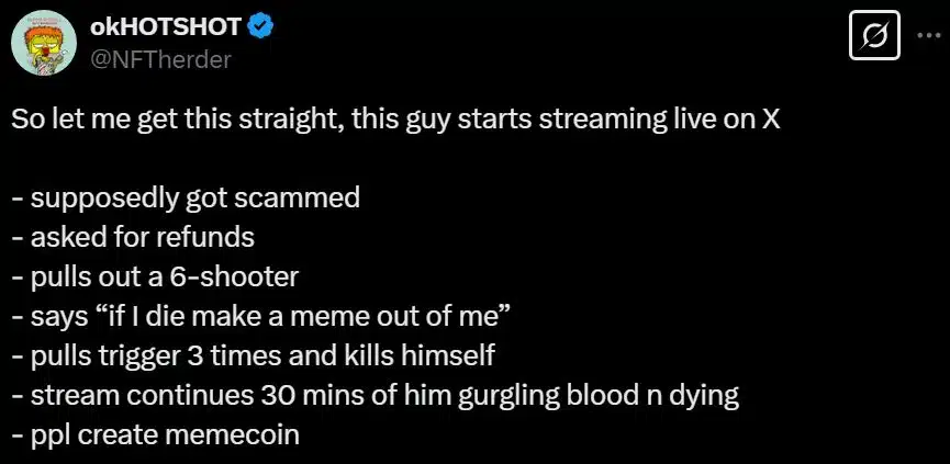 A Crypto Trader Shot Himself Live On Stream After Losing $500 In A Meme ...