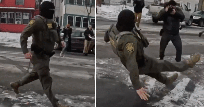 ICE Agent Slipping On Ice During Immigration Raid Is Being Called The ...
